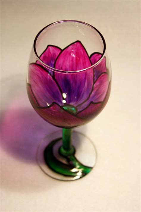 Tulip Wine Glass Spring Painted Wine Glass Wine Glass Designs