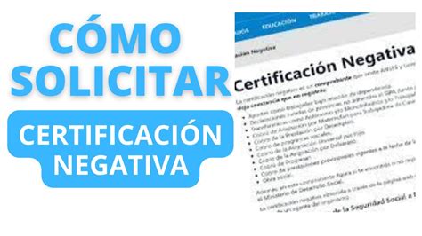 CÓMO SACAR LA CERTIFICACIÓN NEGATIVA YouTube
