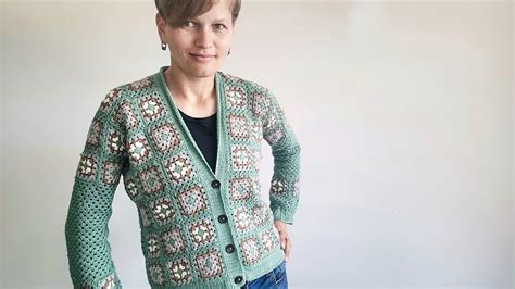 Sweter zapinany na guziki na szydełku Sweter z kwadratów babuni YouTube