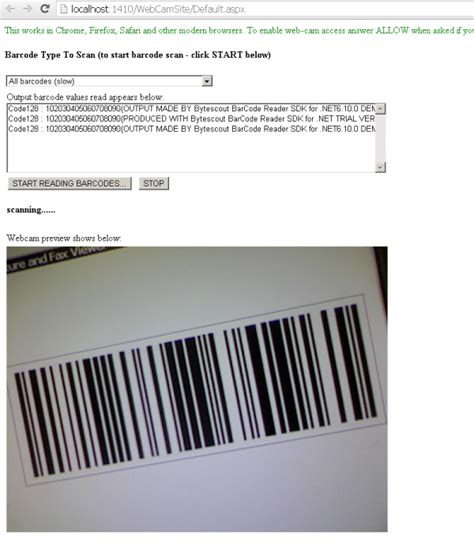 how to add barcode reading from web camera in your asp application it is easy with barcode