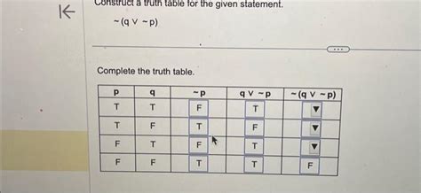 Construct A Truth Table For The Given Statement Chegg