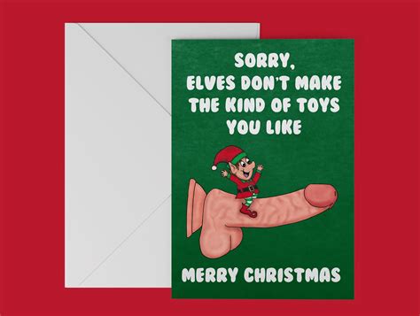 Funny Rude Christmas Card Elves Sex Toys Adult Christmas Card Naughty