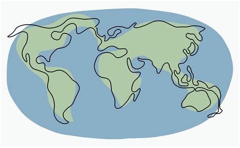 Mapa Mundial De Dibujo Continuo A Mano Alzada Vector En Vecteezy