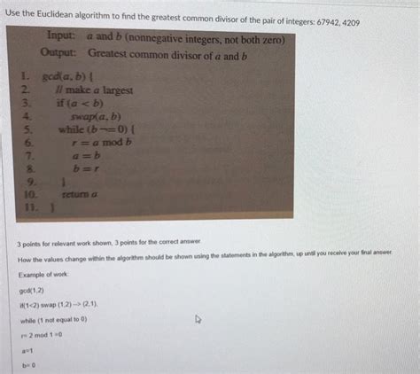 solved use the euclidean algorithm to find the greatest