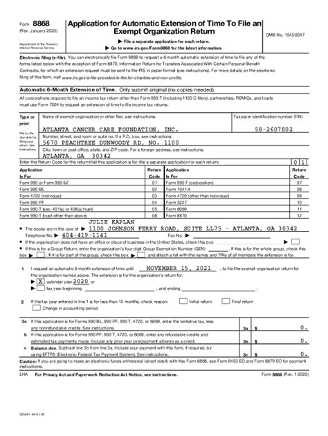Fillable Online Irs Govpubirs PdfAutomatic 6 Month Extension Of