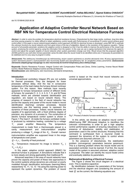 pdf application of adaptive controller neural network based on rbf nn for temperature control