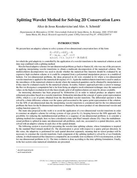pdf splitting wavelet method for solving 2d conservation laws