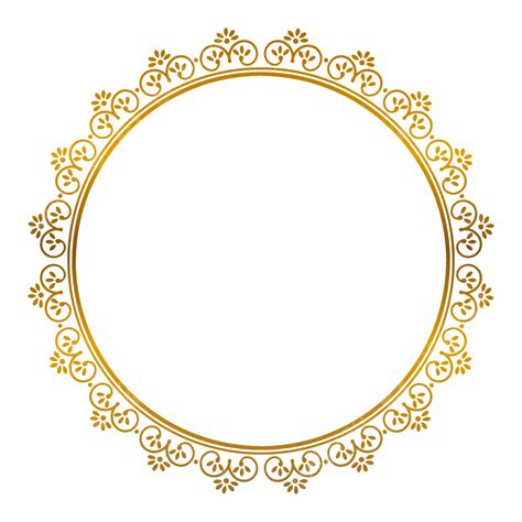 Moldura De Círculo Dourado Design Floral Vintage De Luxo PNG