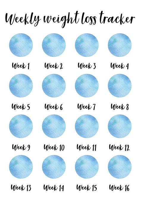 Weight Loss Tracker Printable Gorgeous Digital Weekly Etsy