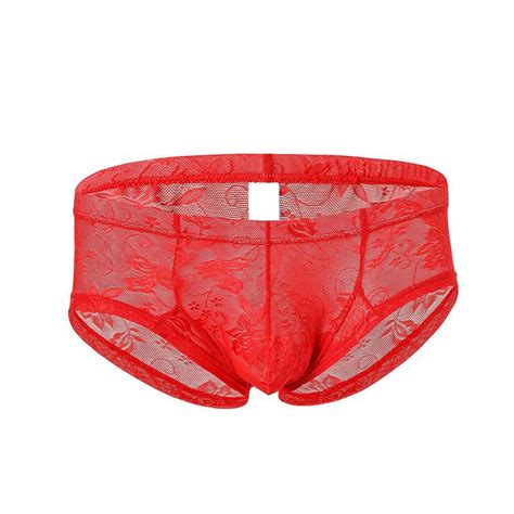 Men S Lace Boxer Briefs Sexy Sissy Panties See Through Bikinis
