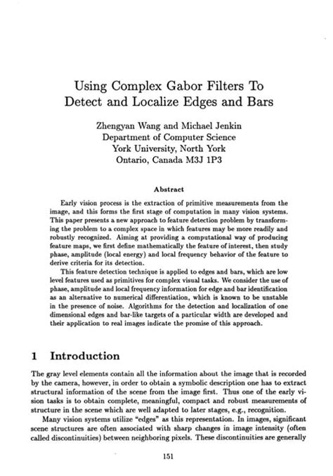 pdf using complex gabor filters to detect and localize edges and bars
