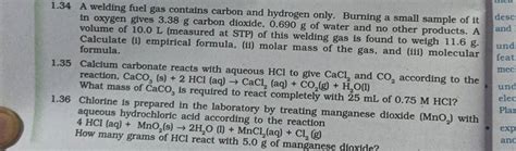 1 34 A Welding Fuel Gas Contains Carbon And Hydrogen Only Burning A Smal