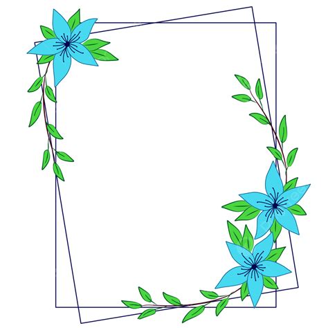 Hình ảnh Khung Hoa Màu Xanh PNG Hoa Màu Xanh Clipart Màu Xanh Màu