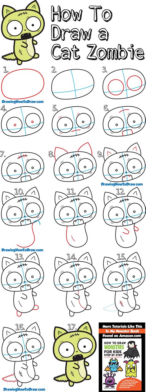 Learn How To Draw A Chibi Kawaii Style Cat Zombie For Halloween