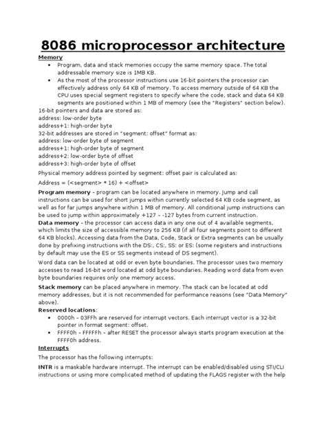 8086 microprocessor architecture pdf instruction set computer hardware