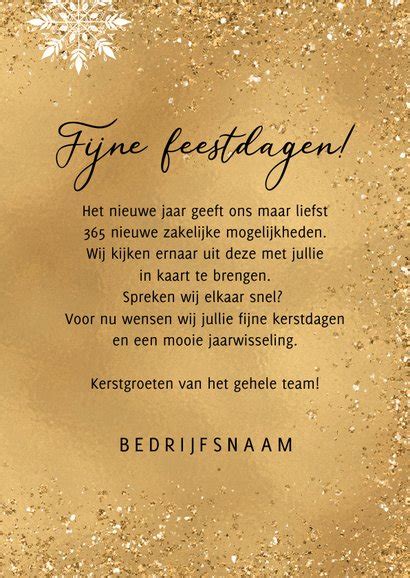 Zakelijke Kerstkaart Goud 2023 Sneeuw Foto Kaartje2go
