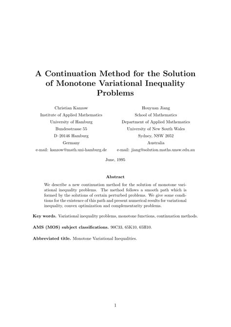 pdf a continuation method for strongly monotone variational inequalities