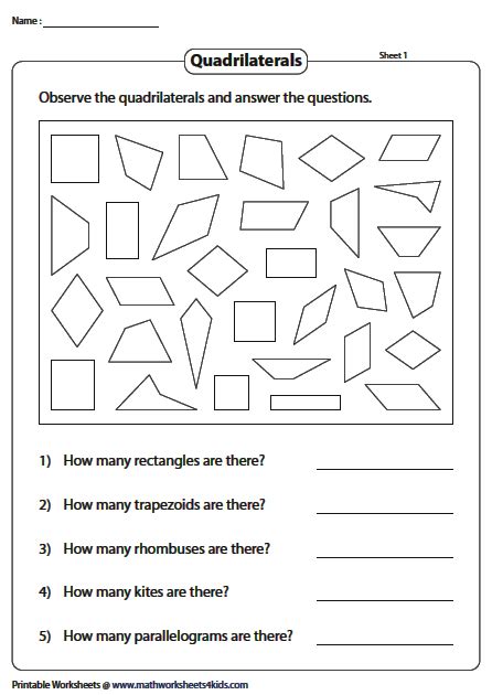 Identifying Quadrilaterals Worksheets Quadrilaterals Worksheet