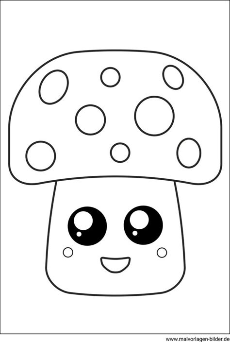 Pilz Ausmalbild Im Kawaii Stil F R Kinder
