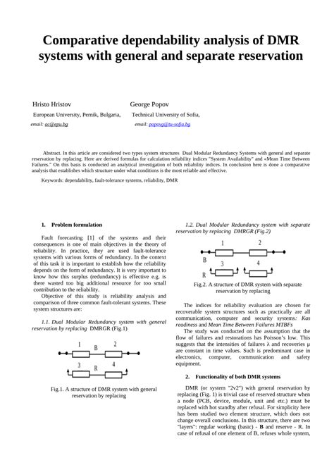 pdf comparative dependability analysis of dmr systems with general and separate reservation