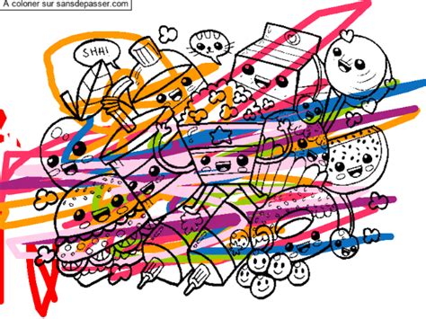 Dessin colorié Coloriage Aliments Kawaii par un invité Sans Dépasser