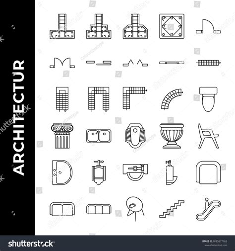 Architecture Icon Set Includepad Footing Structure Stock Vector