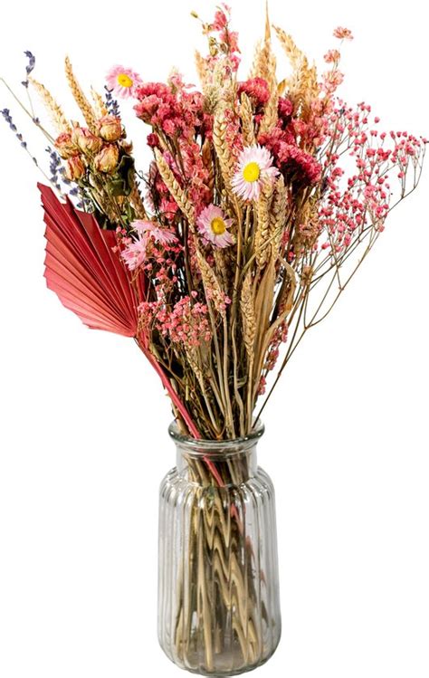 Wildflowers Droogbloemen Handgebonden Groot Boeket Roze Cm
