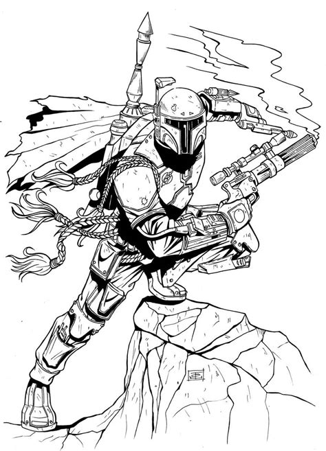Coloriage Star Wars Boba Fett télécharger et imprimer gratuit sur