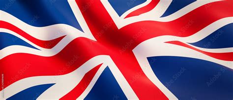 Waving Flag Of United Kingdom Flag Of Great Britain 3D Illustration