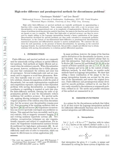 high order di erence and pseudospectral methods for discontinuous problems pdf finite