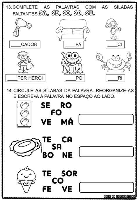 Letra S Atividades de alfabetização