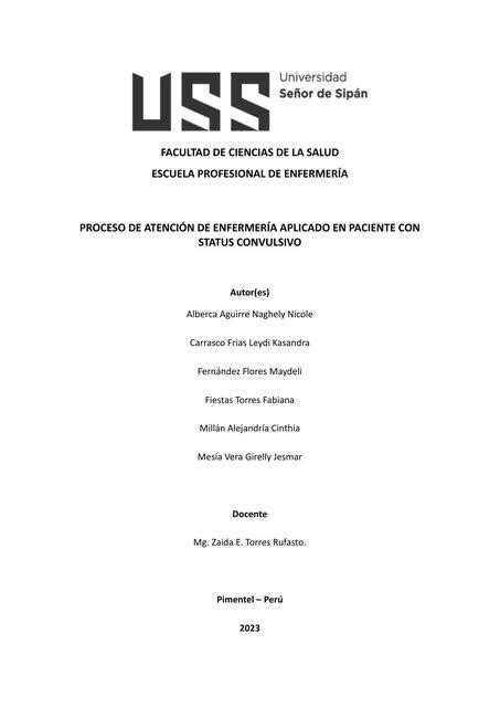 Proceso De Atenci N De Enfermeria Aplicado En Paciente Con Status