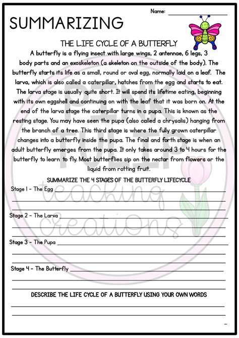 Summarizing Activity For Th Grade