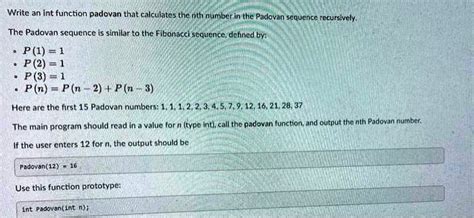 c write an int function padovan that calculates the nth number in the padovan sequence