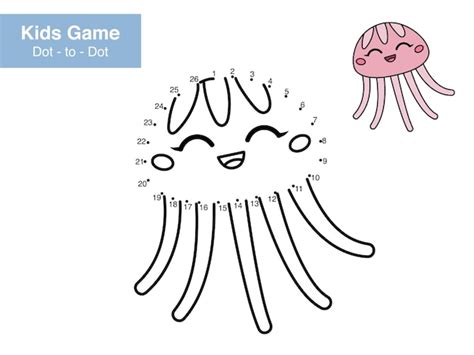 Juego De N Meros Unir Puntos Linda Medusa Vector Premium