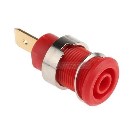 Fiche Banane femelle sécurisée 4mm Rouge avec cosse male 6mm Banane