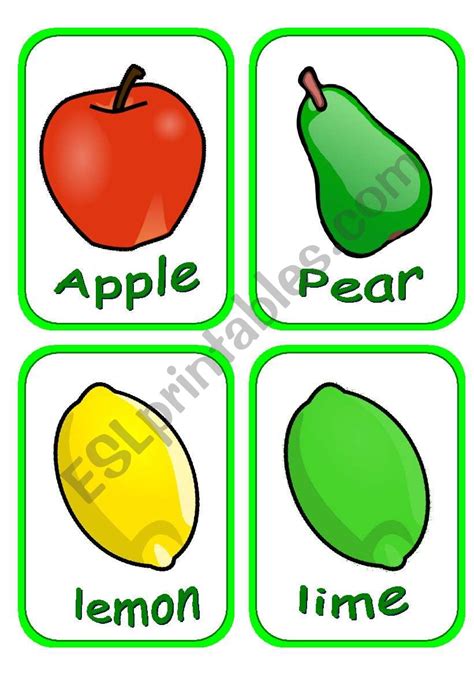 Fruits Flashcards English Esl Worksheets Flashcards Flashcards For