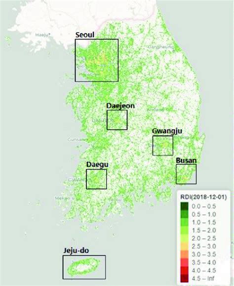 Color Online Geospatial Distribution Of Grid Based RDI In Fourth