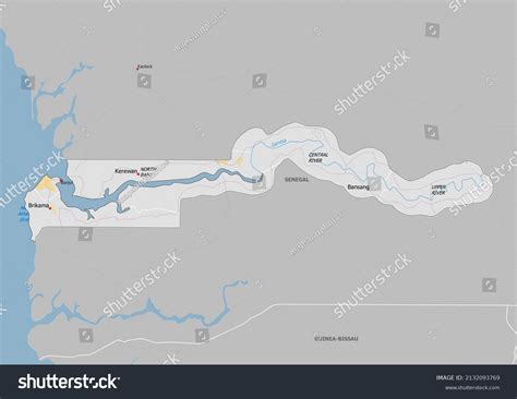 Gambia Political Map Neighbors Capital National Stock Illustration