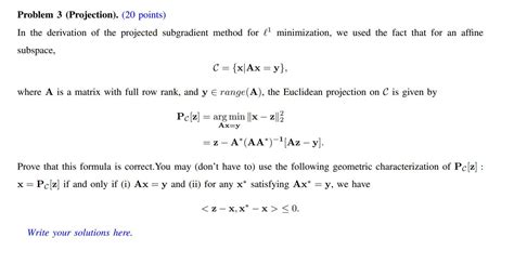 solved problem 3 projection 20 points in the derivation