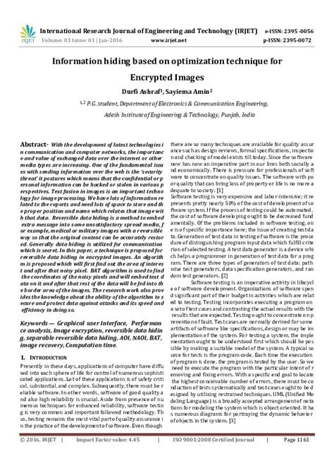 pdf information hiding based on optimization technique for encrypted images irjet journal