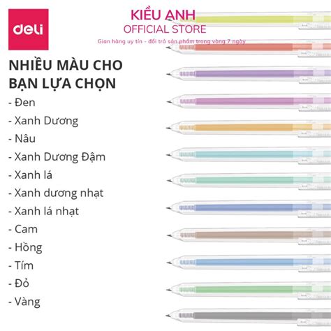 Bút bi nước mực gel bấm nhiều màu 0 5mm Deli EG118 Shopee Việt Nam