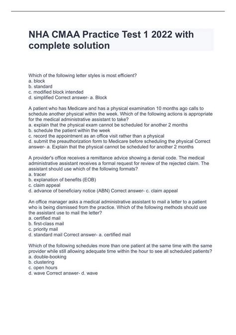 Cmaa Quizlet Exam Practice Test Maria Scott
