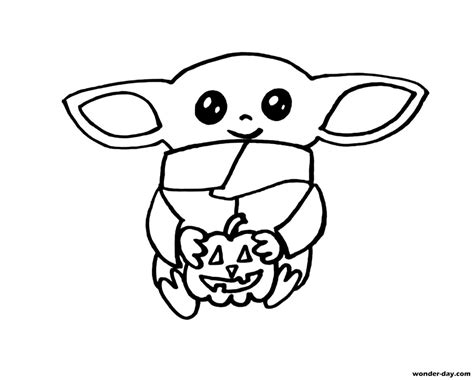 Coloriage Baby Yoda à imprimer sur Wonder day