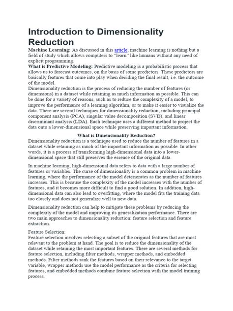 introduction to dimensionality reduction pdf principal component analysis machine learning
