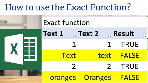 how to use the exact function in excel youtube
