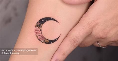 Flower Moon Tattoo Located On The Inner Forearm