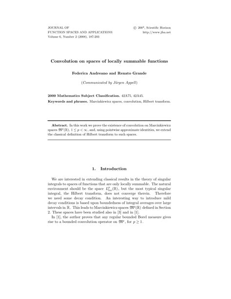 pdf convolution on spaces of locally summable functions