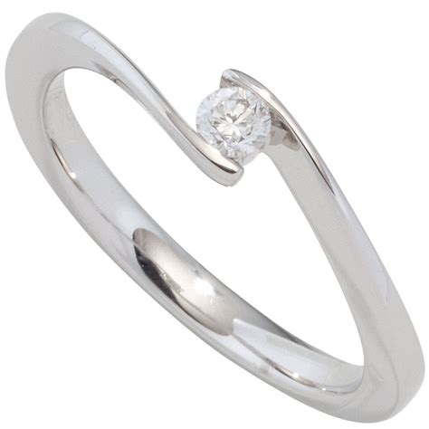 Ring Damenring Solitär mit Diamant Brillant 0 10ct 585 Gold Weißgold