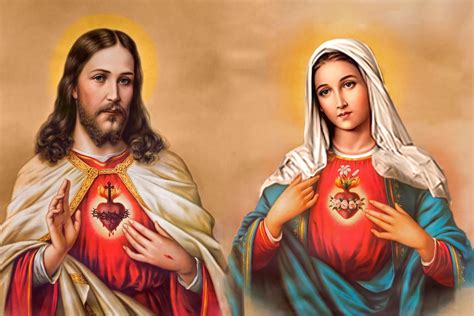 Painel de Tecido Sublimado Sagrado Coração de Jesus e Imaculado Coração